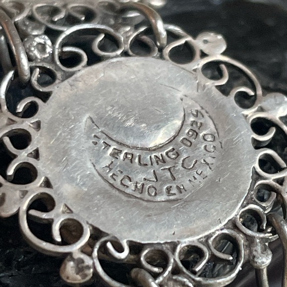 Jewelry | Sterling Silver Filigree Mourning Bracelet Glassobsidian ...